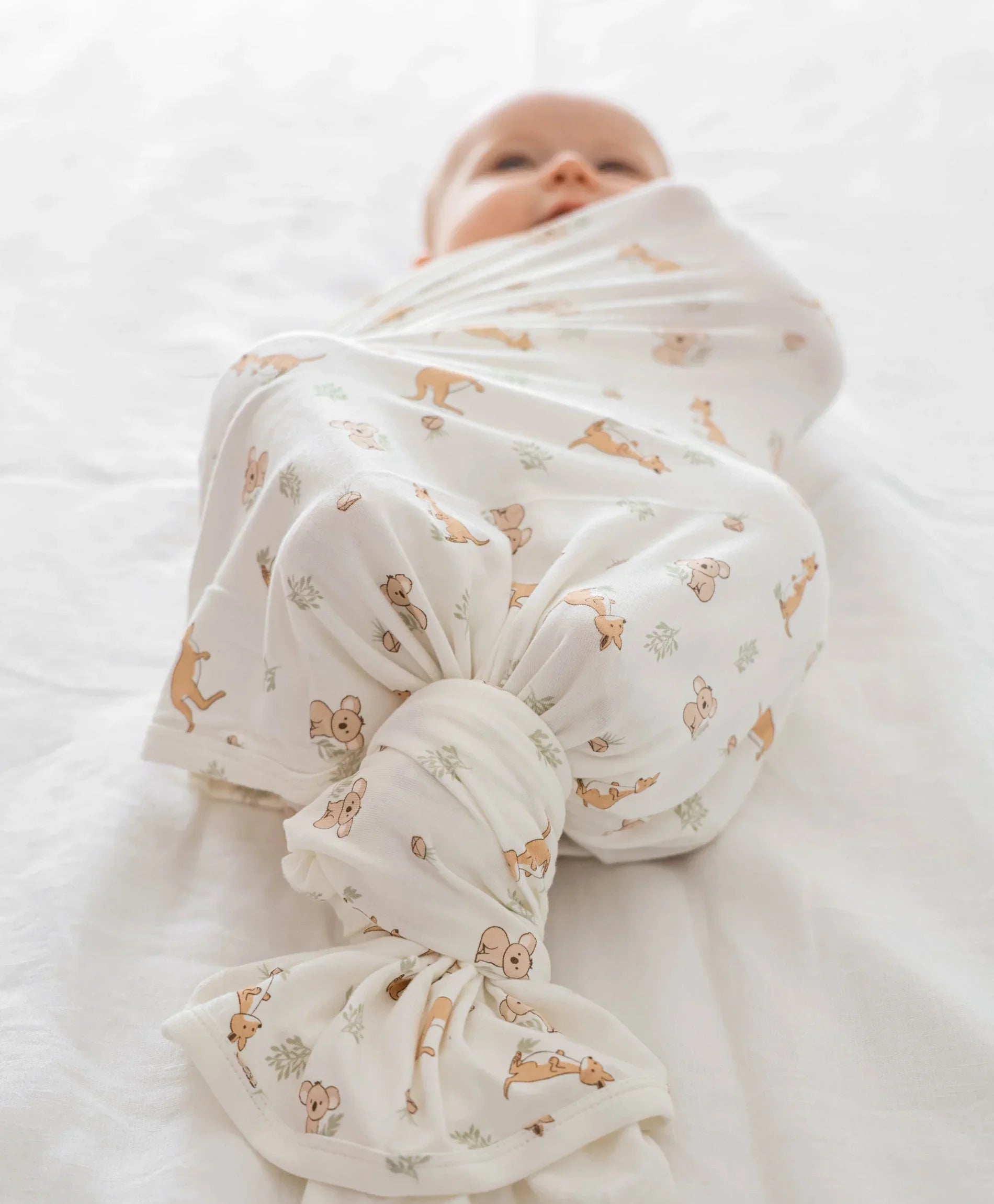 Lūmmi in Colour | Silky Soft Bamboo Swaddle | Kangaroo & Koala Print ...