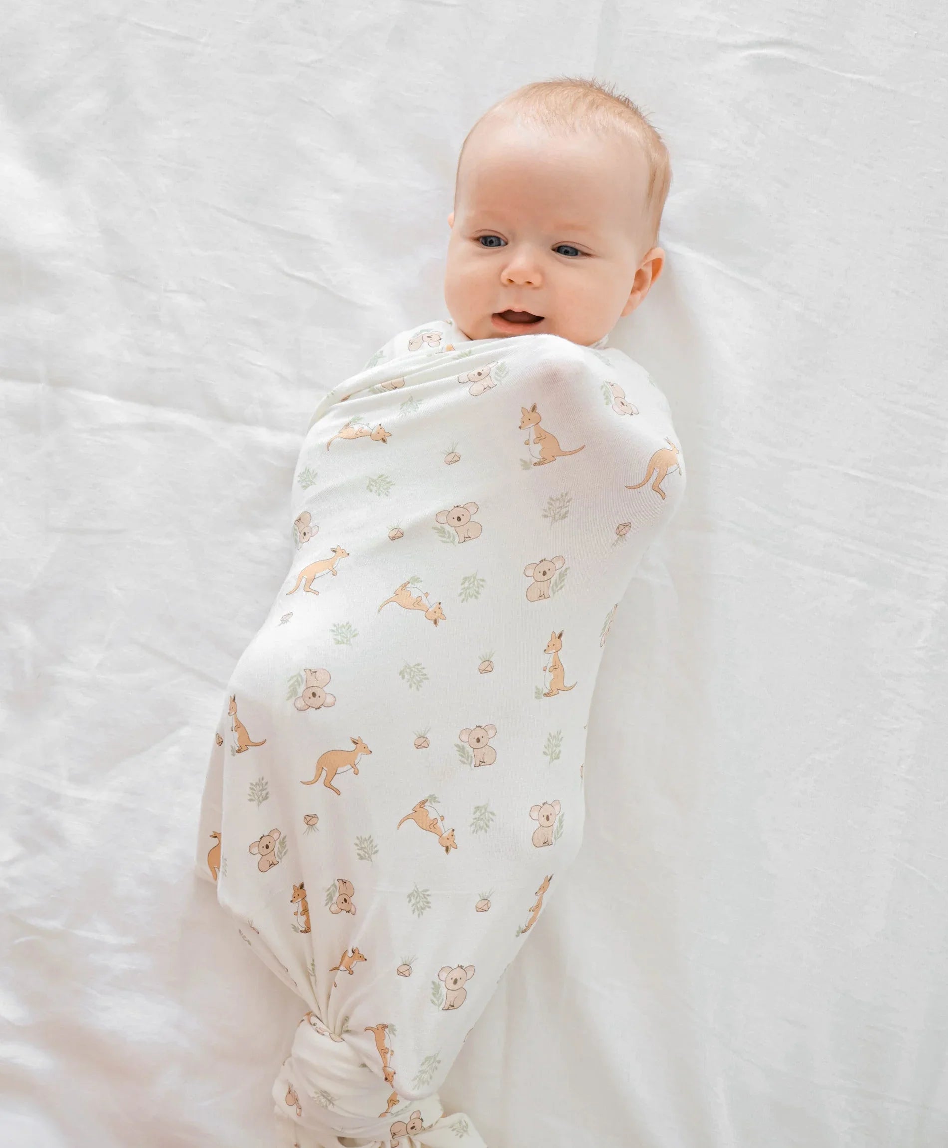 Lūmmi in Colour | Silky Soft Bamboo Swaddle | Kangaroo & Koala Print ...