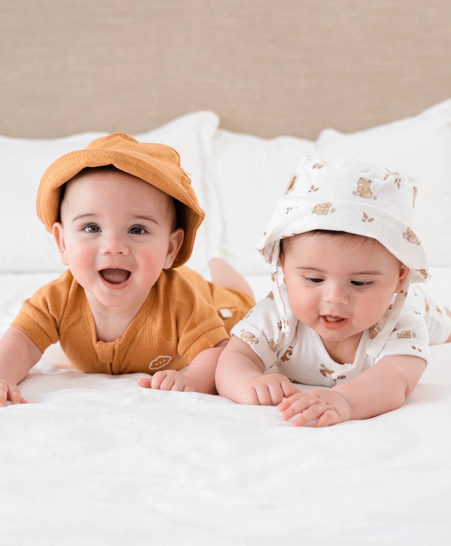 Organic Cotton Bucket Sun Hat - Heather Caramel – Lūmmi in Colour Babywear